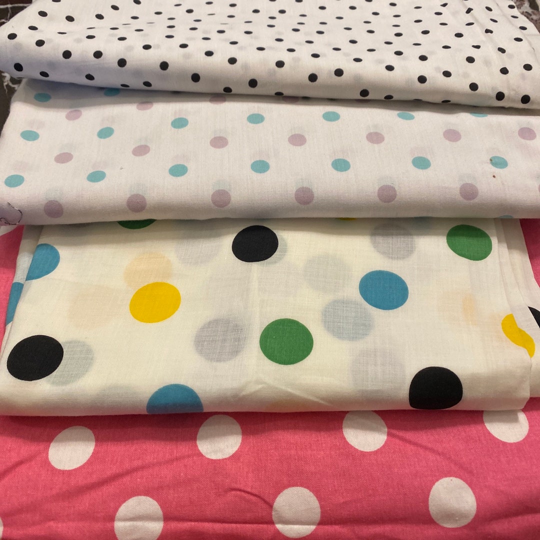 Vintage Polka Dot Fabrics Large Lot Cottons & Blends Over 7 Yds 1940s ...