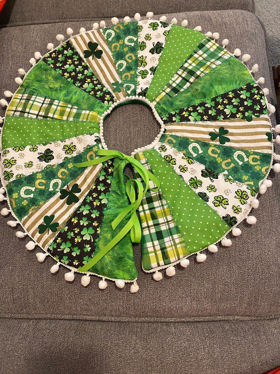 Saint Patricks Day Shamrock Tree Skirt Dresden Plate Patchwork 20 Table ...