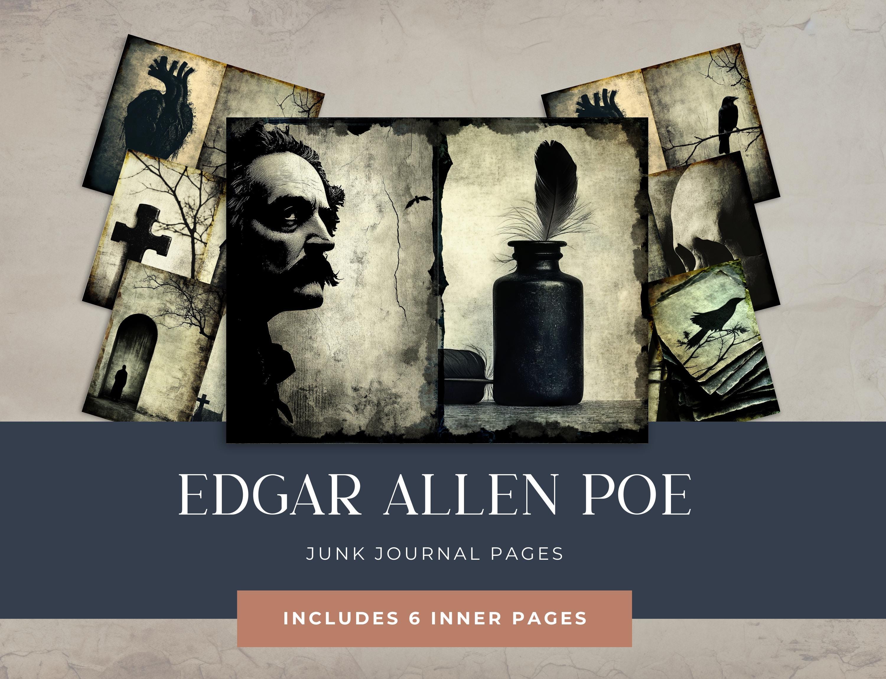 Edgar Allan Poe Junk Journal Pages, Digital Printable Kit, Gothic ...