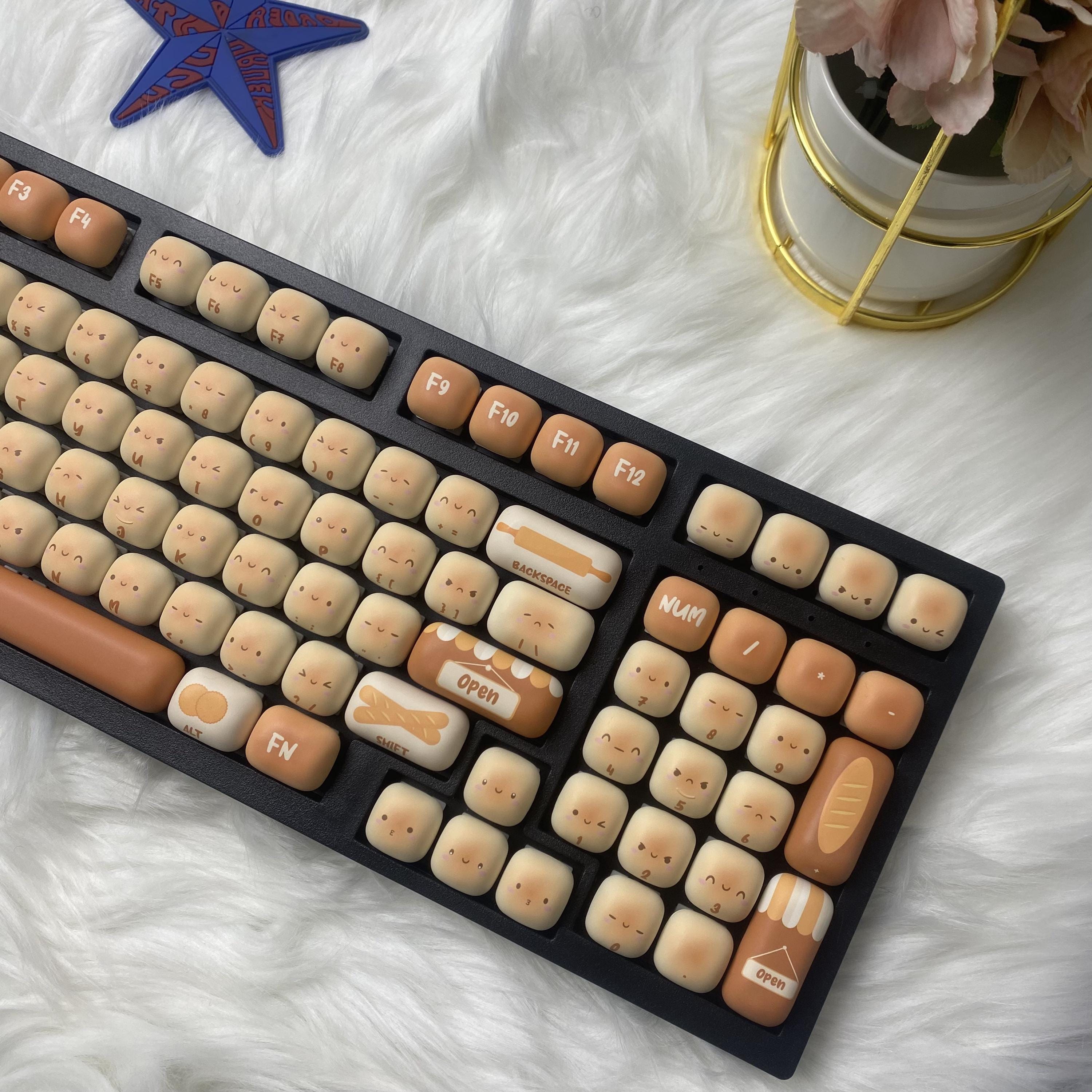 Original Cute Bread 138 Theme Keycap Gift Set, MOG Height, Smooth ...