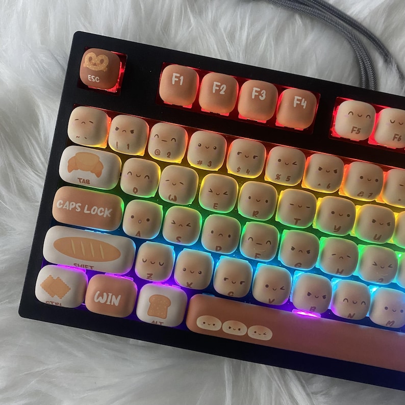 Original Cute Bread 138 Theme Keycap Gift Set, MOG Height, Smooth ...