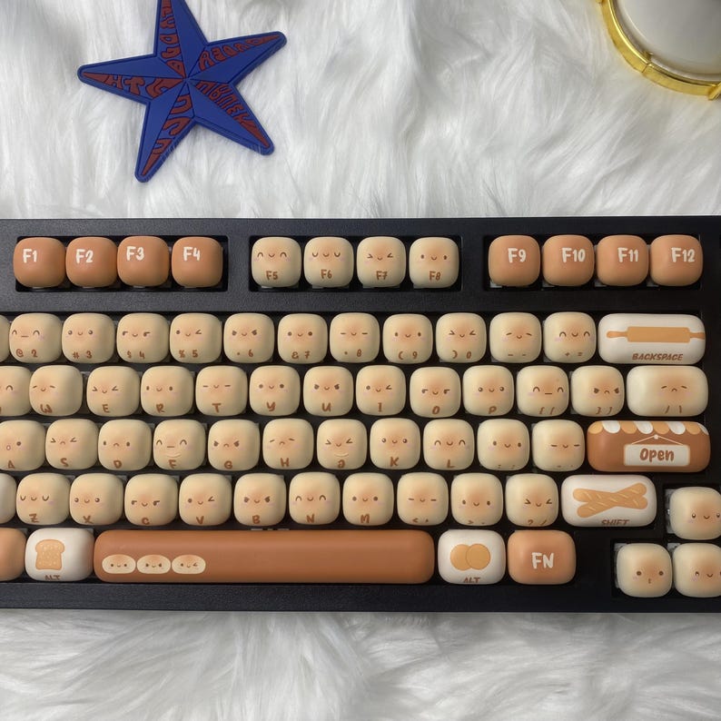 Original Cute Bread 138 Theme Keycap Gift Set, MOG Height, Smooth ...