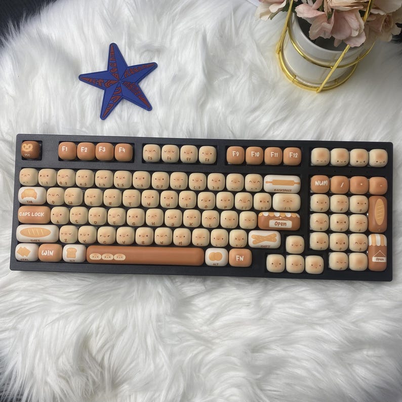 Original Cute Bread 138 Theme Keycap Gift Set, MOG Height, Smooth ...