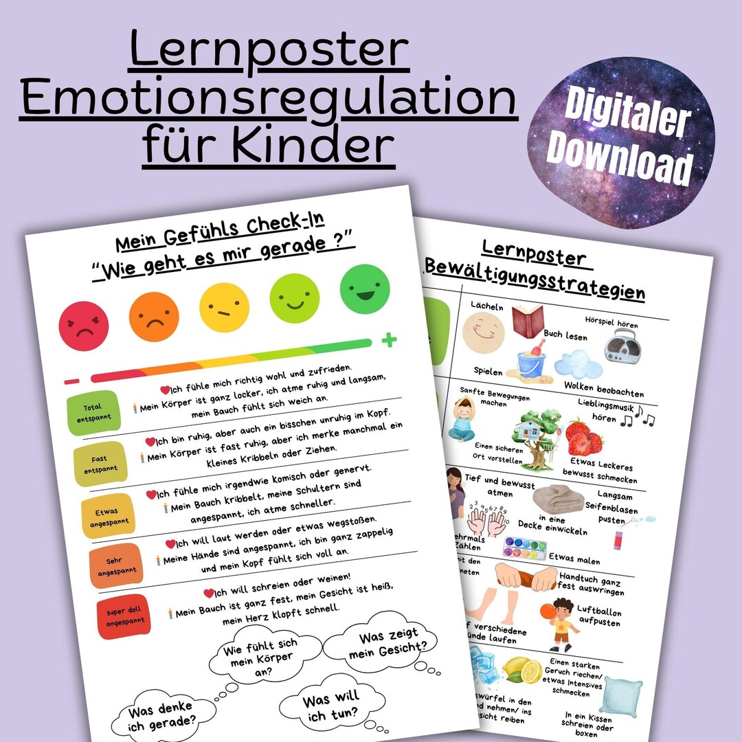 Digital Learning Poster Emotion Regulation for Children, Coping ...