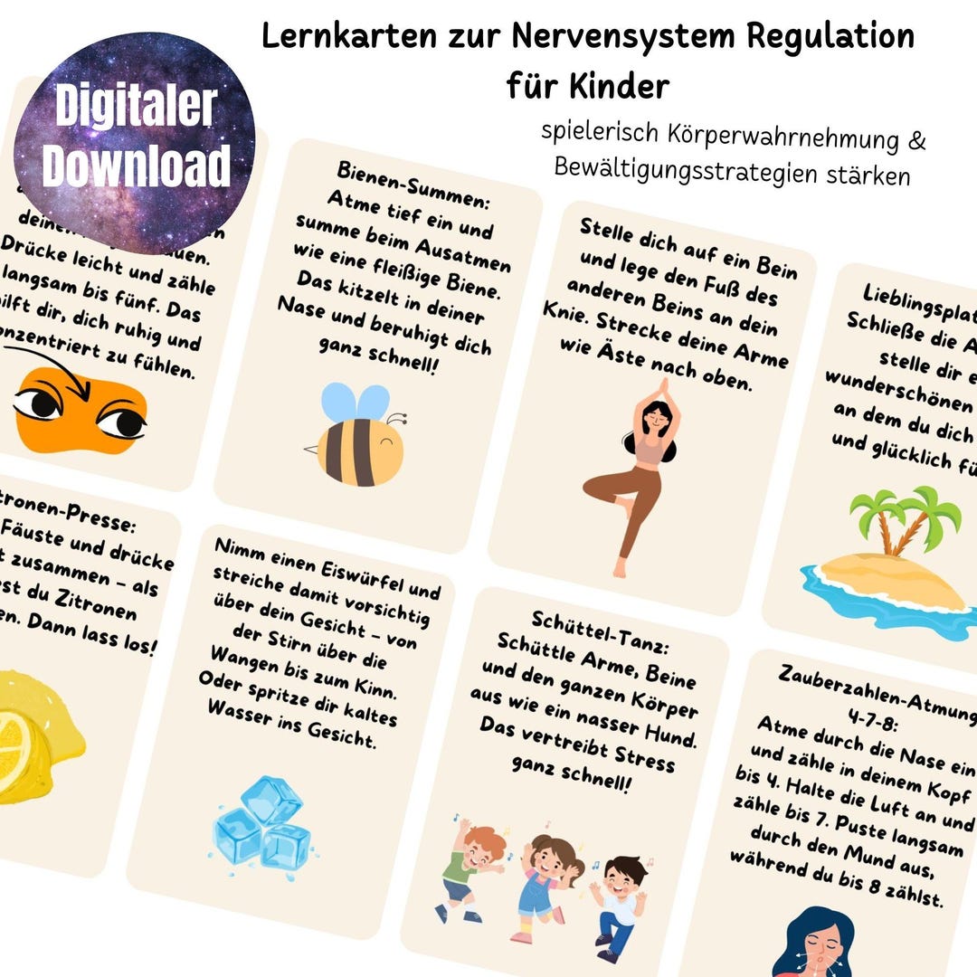 Learning Cards for Nervous System Regulation – Mindfulness for Children ...