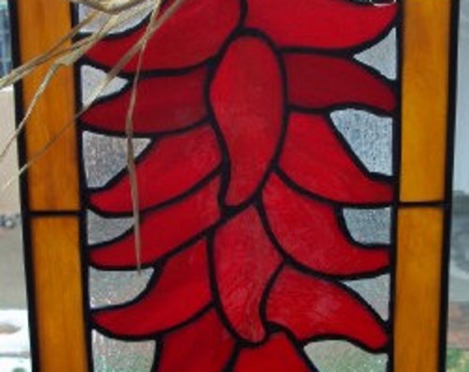 Large Red Hot Chile Chili Pepper Stained Glass Ristra Panel/suncatcher ...