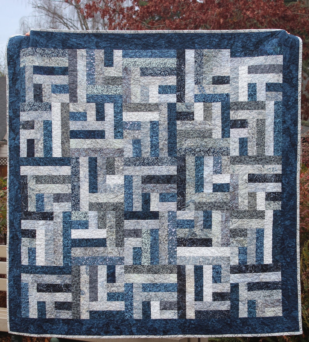 Handmade Modern Batik Quilt, 64x64, Square Quilted Throw, Quilt for ...
