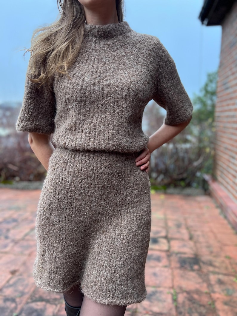 Teddy Set Knitting Pattern (norwegian) - Cozy Boucle Yarn Top and Skirt ...