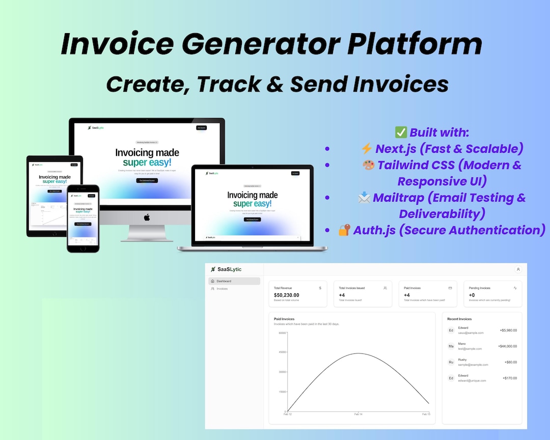 Invoice Generator Platform | Editable Printable Invoices, Invoice ...