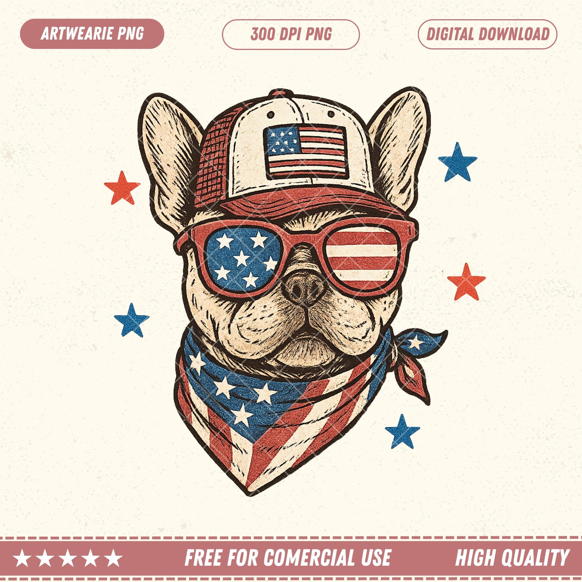 Patriotic Dog PNG, American Flag Sunglasses French Bulldog PNG, 4th of ...