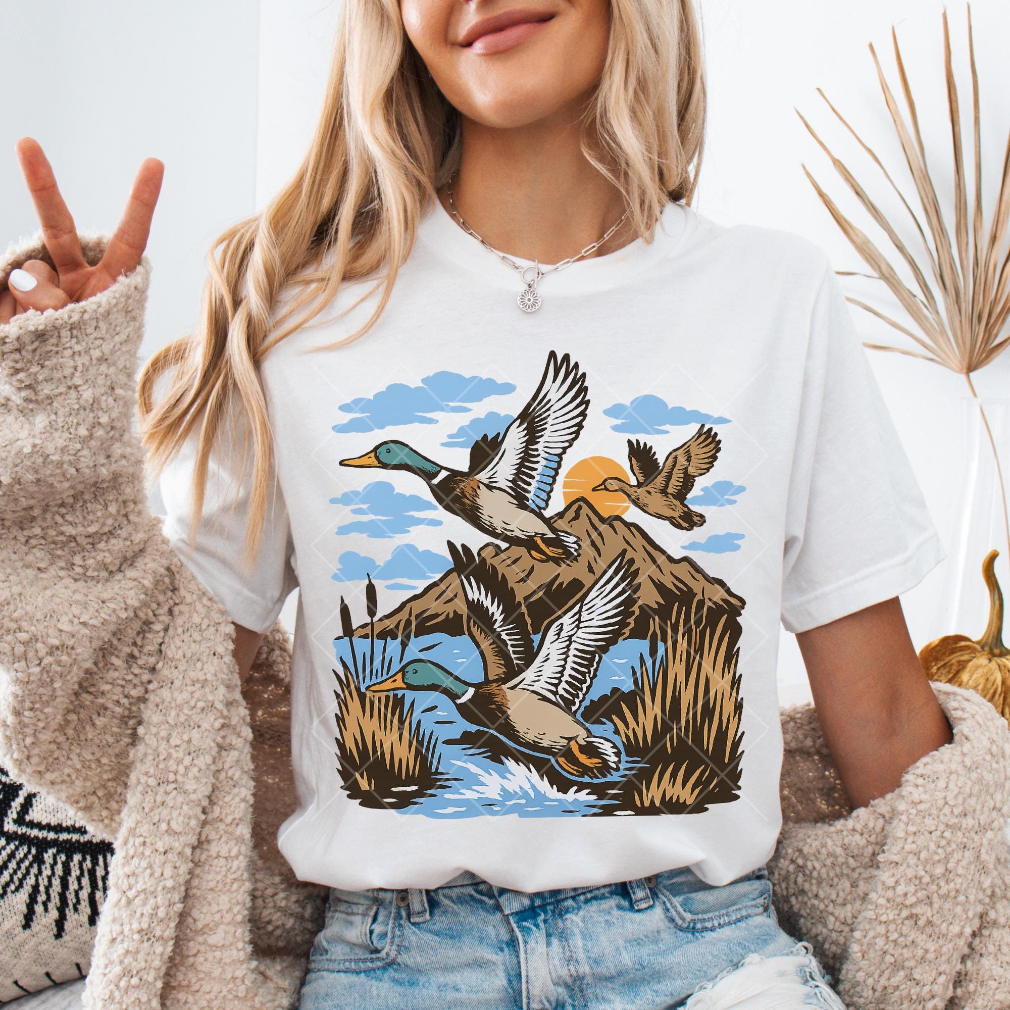 Duck Hunting PNG – Flying Mallard Ducks, Waterfowl Sublimation Design ...