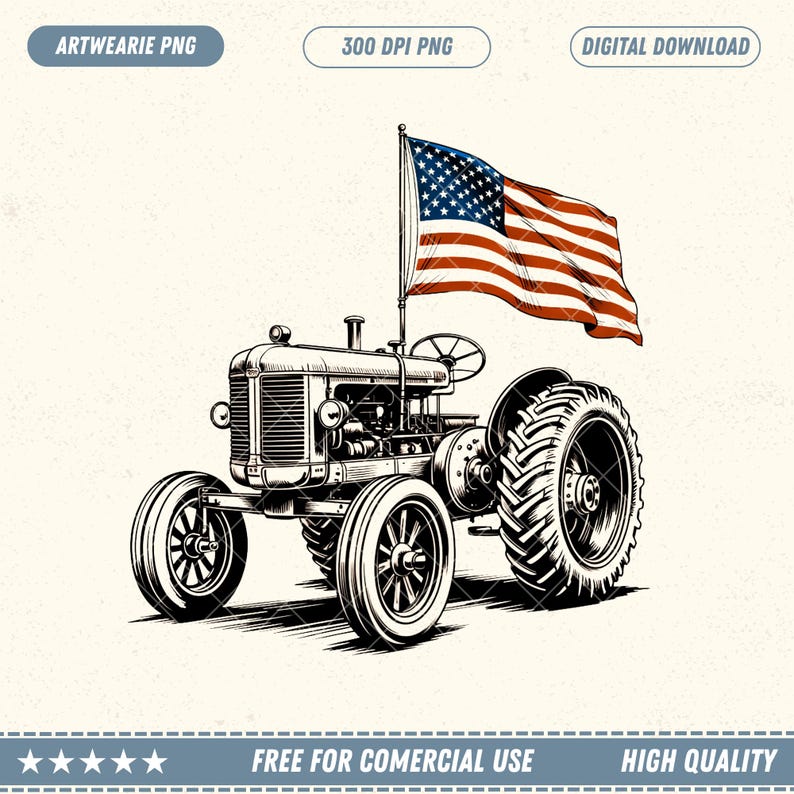 Vintage American Flag Tractor PNG, Patriotic Farm Life Graphic for ...