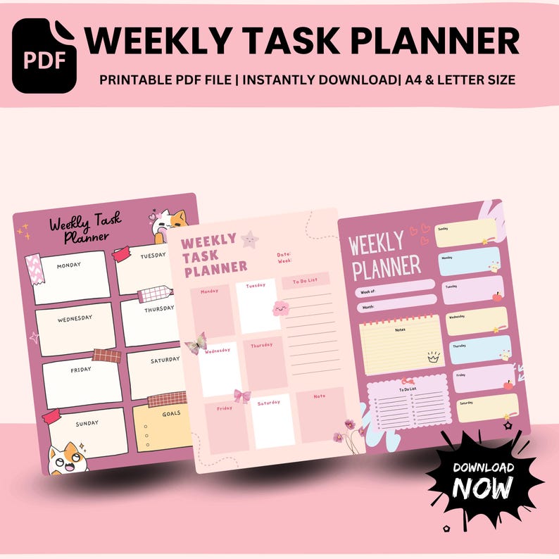 Editable Weekly Planner | Printable, Digital | Weekly Planner PDF ...