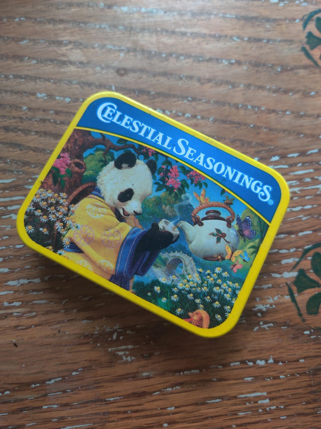 Vintage Tin Celestial Seasoning Panda With Teapot Herbal Tea Travel ...