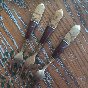 Vintage Heavy Bronzeware 3 Piece Thailand Cocktail Forks Flatware ...