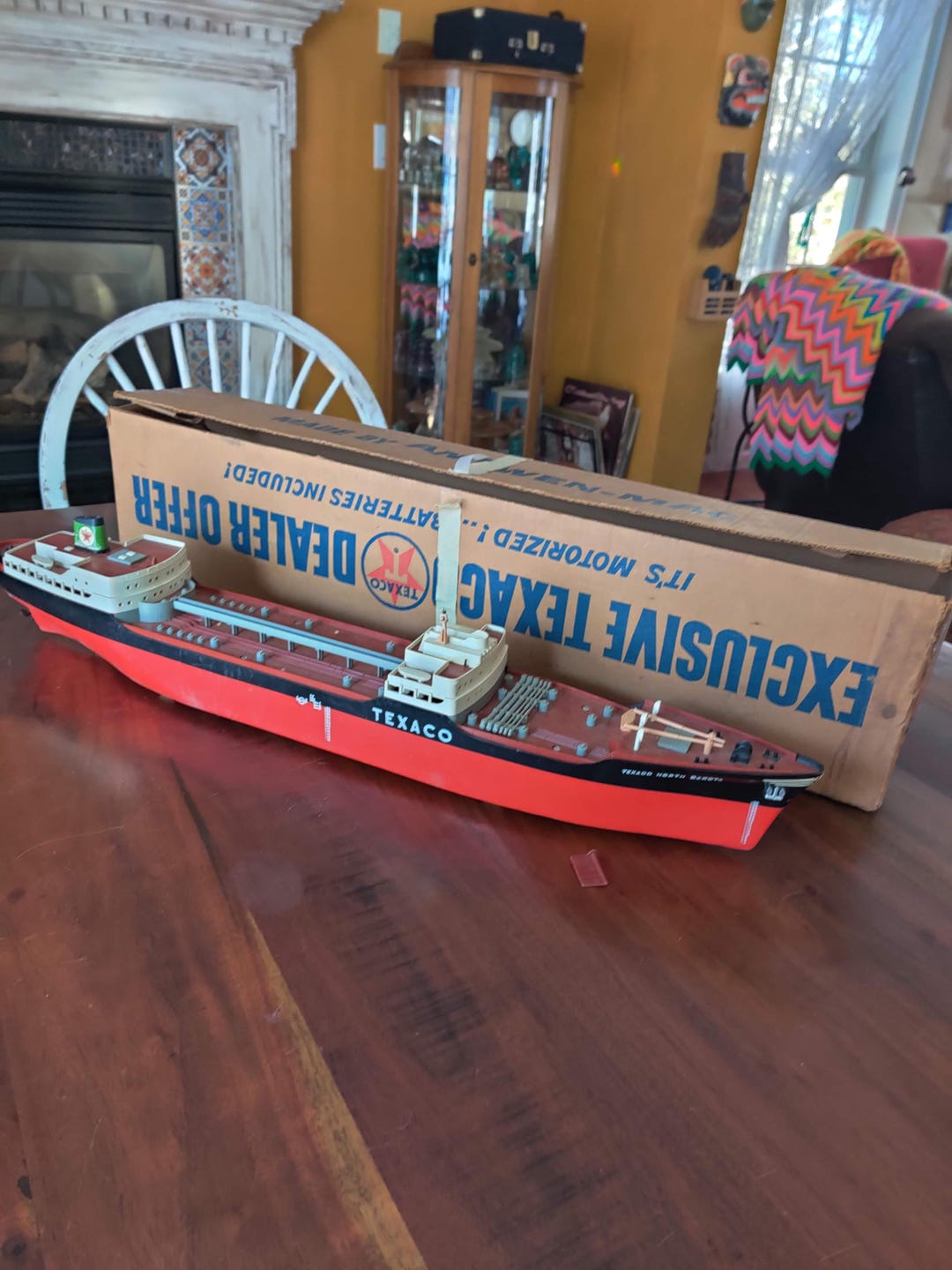 Huge Texaco Toy Tanker 1960's Battery Operated Boat Large in Original ...
