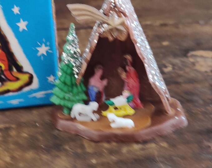 Vintage Nativity Set in Box Micro Petite Palm Size Holiday Decor ...