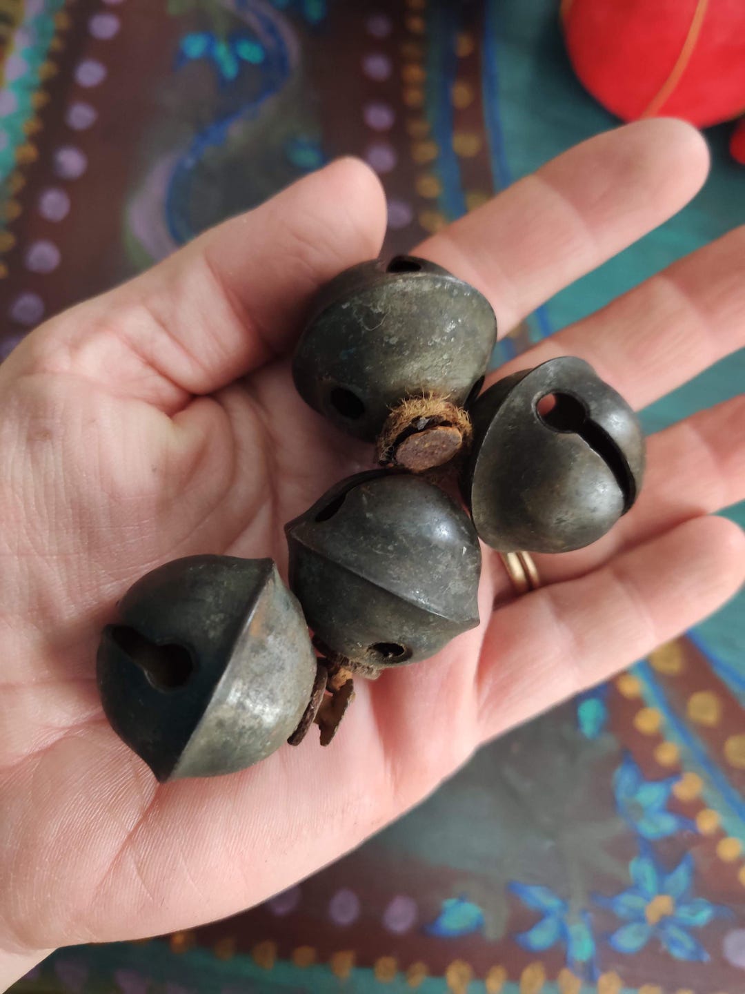 Set of 4 Antique Sleigh Bells Vintage Reindeer Santa Claus Christmas ...