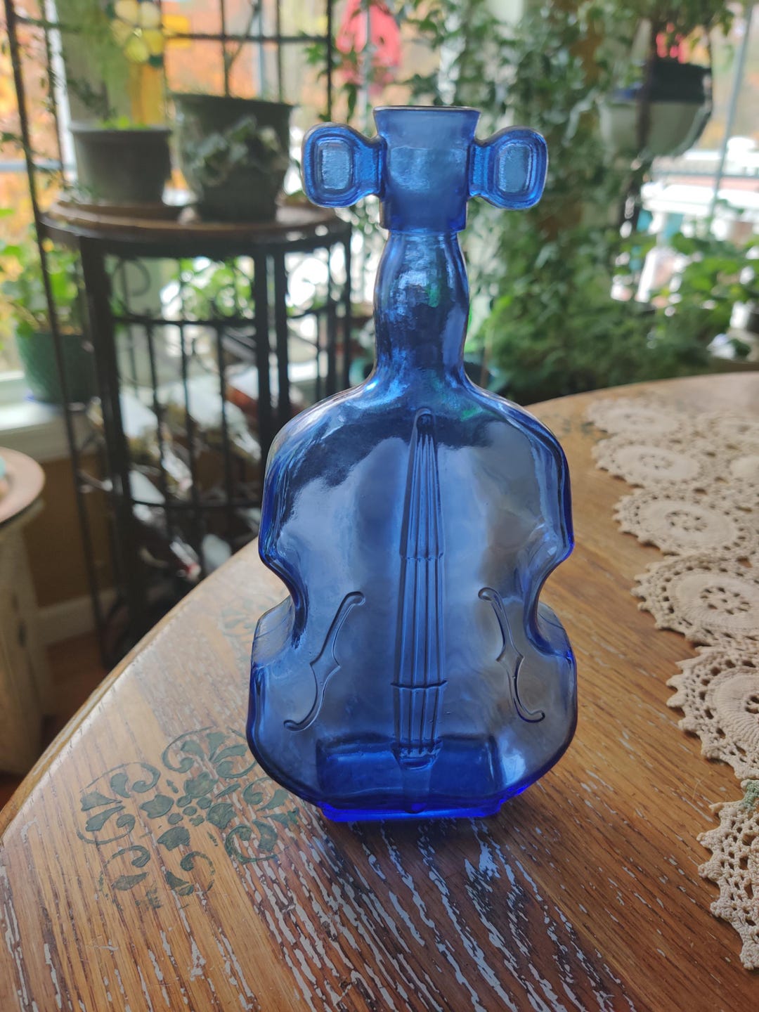 Vintage Cobalt Blue Violin Viola Cello Bass Vase Bottle Collectable ...