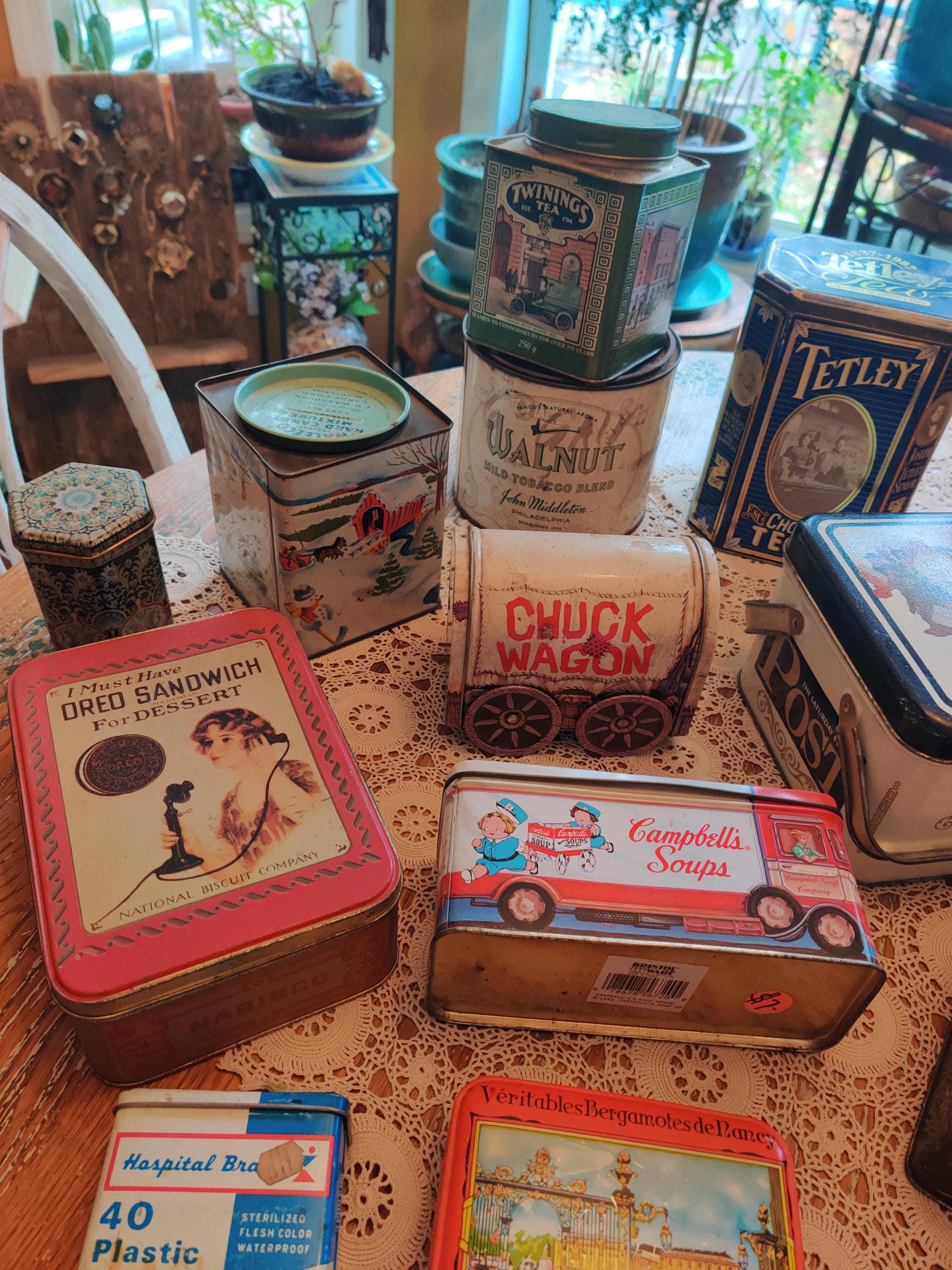 Huge Lot of Vintage Small and Large Metal Tins Containers Square Round ...