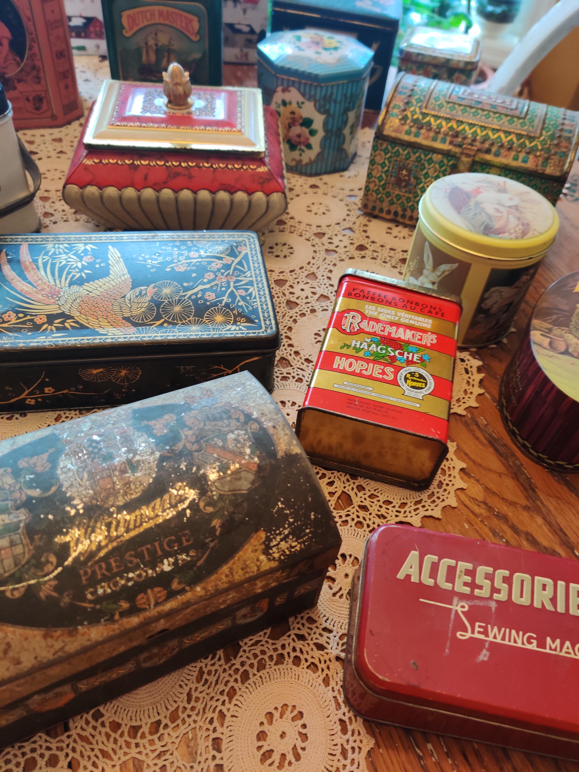 Huge Lot of Vintage Small and Large Metal Tins Containers Square Round ...