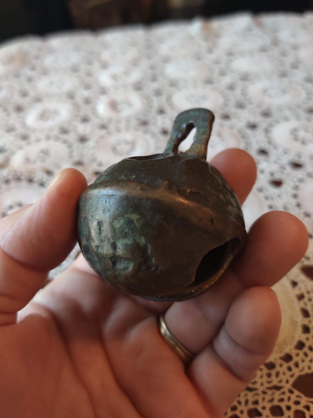Antique Sleigh Bell Solid Brass Large Vintage Reindeer Santa Claus ...