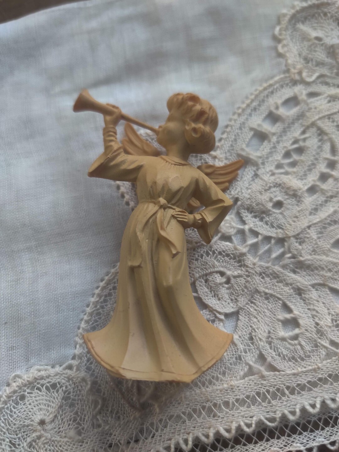 Vintage Angel Christmas Tiny Cherubim Trumpet Cherub Figurine Nativity ...