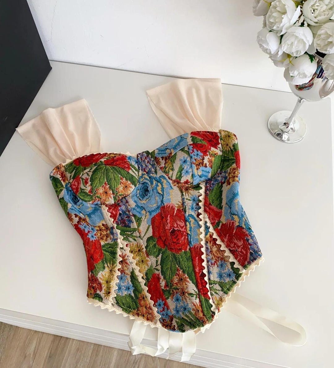 Retro Rose Garden Corset Top - Etsy
