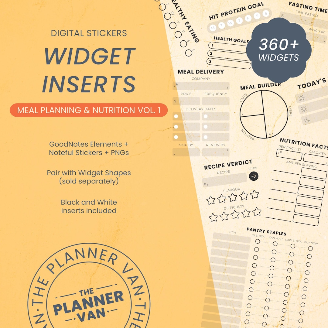 Digital Planner Meal Planning & Nutrition Widget Inserts Vol. 1 ...