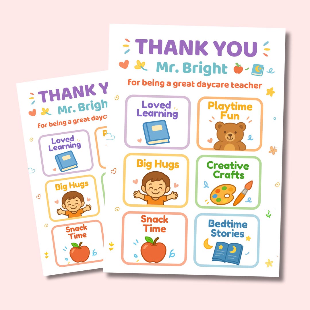 Editable Teacher Thank You Card: Printable A4 Template (canva Digital ...
