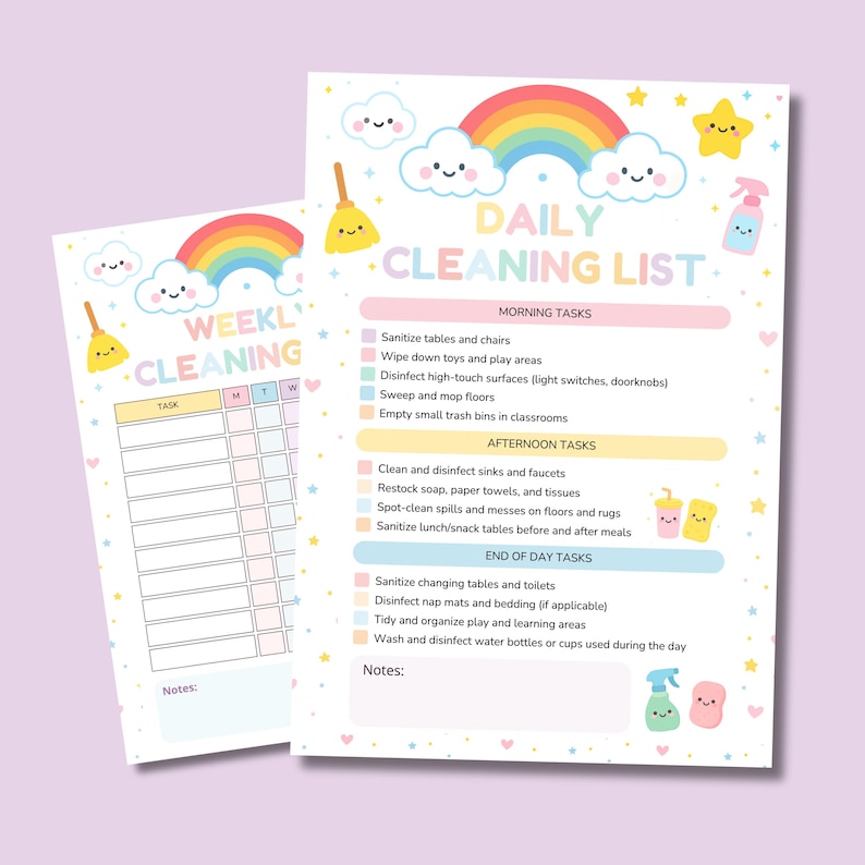 Daycare Cleaning Checklist Template Editable Canva Preschool Classroom ...