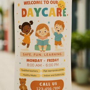 Colorful Daycare Flyer Bundle Editable Canva Template Preschool ...