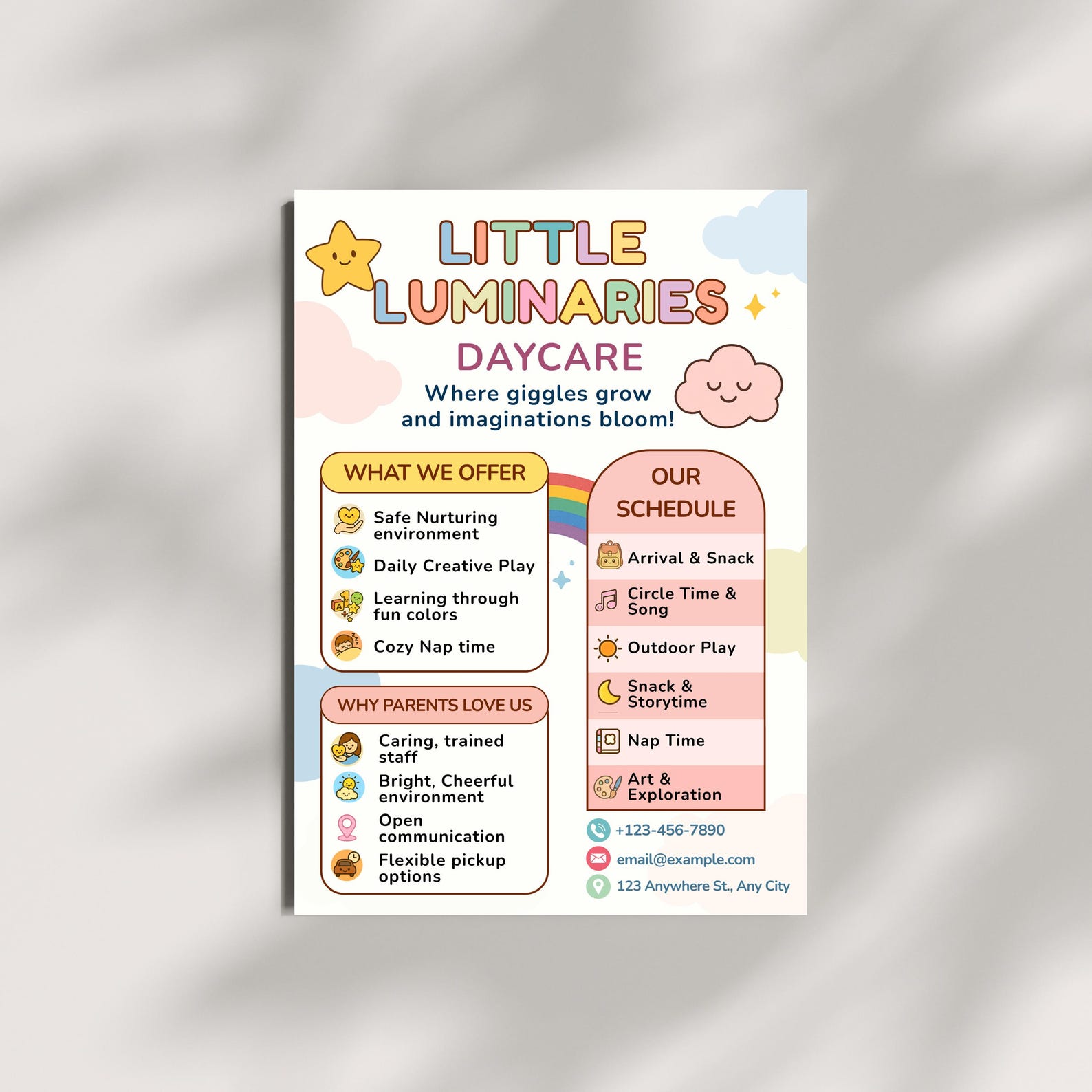 Daycare Flyer Canva Template Editable Preschool Marketing Childcare ...