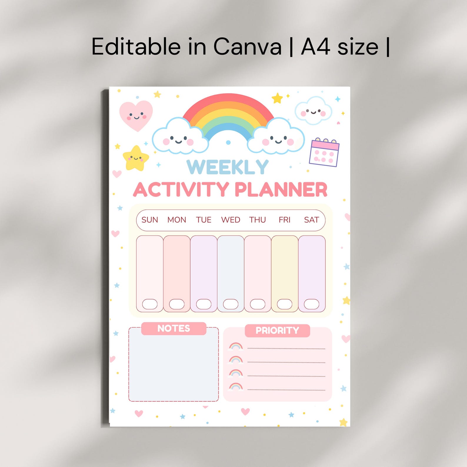 Weekly Planner Template Editable Canva Daycare Schedule Organizer ...