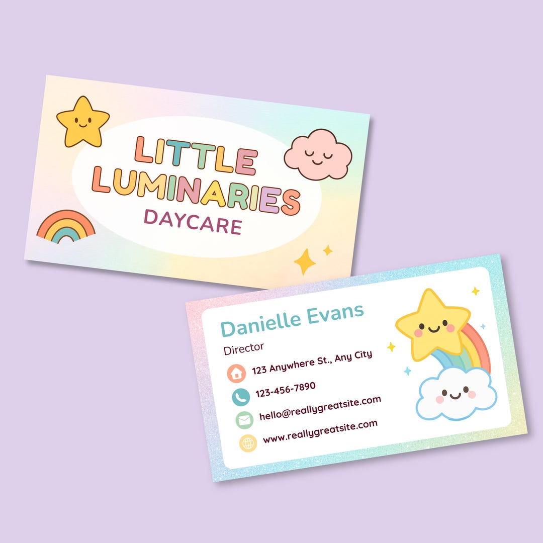 Daycare Business Card Template Editable Canva Childcare Provider ...