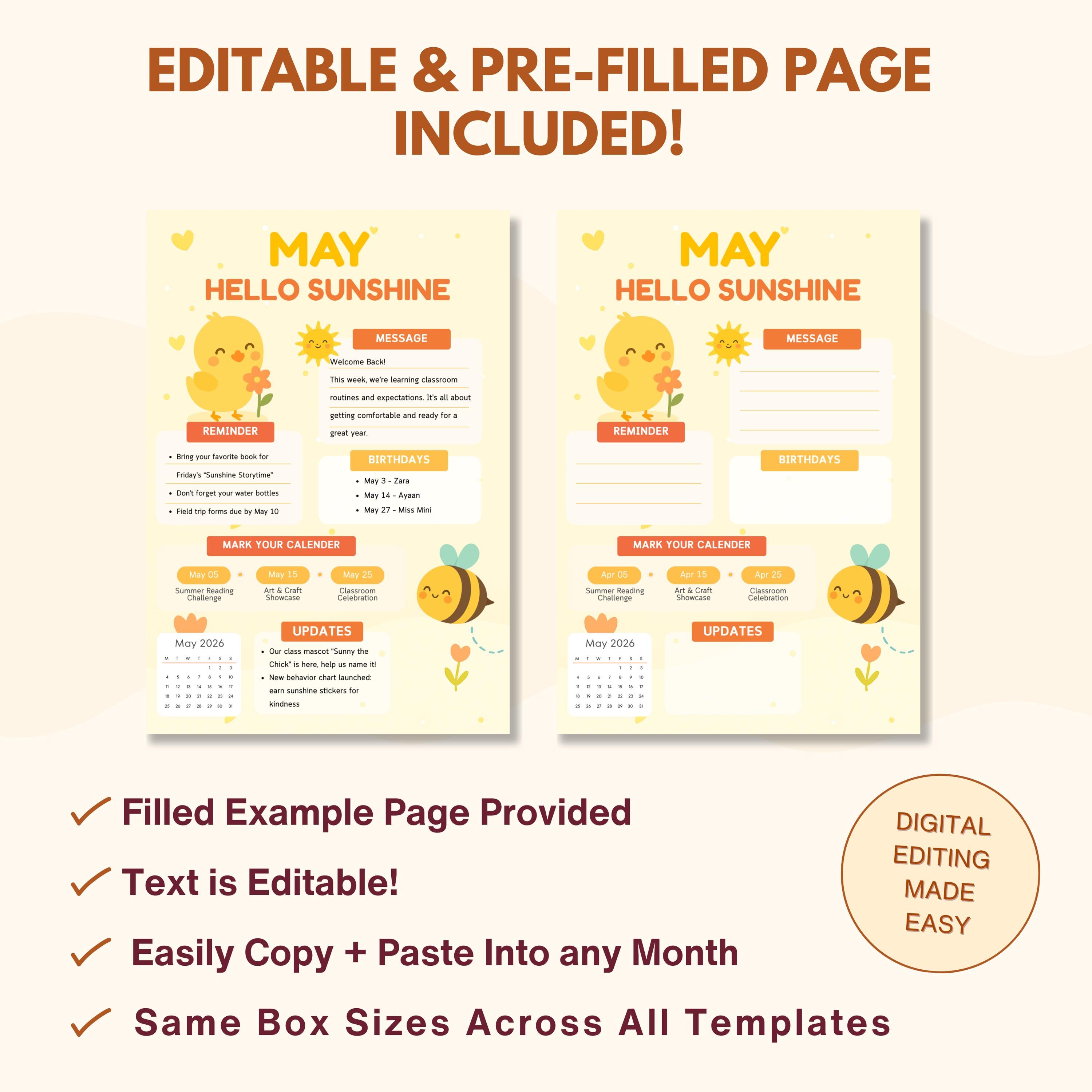 Childcare Monthly Newsletter Template Editable Canva Parent ...