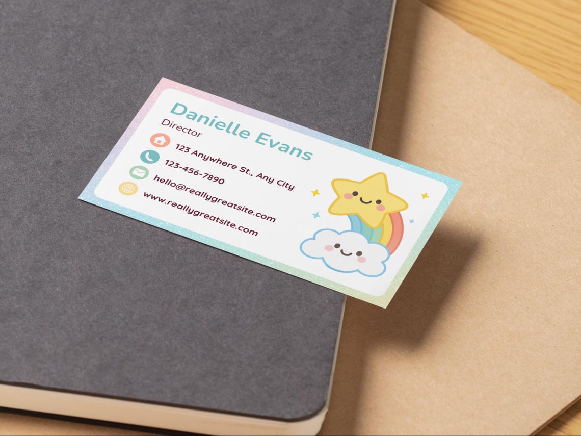 Daycare Business Card Template Editable Canva Childcare Provider ...