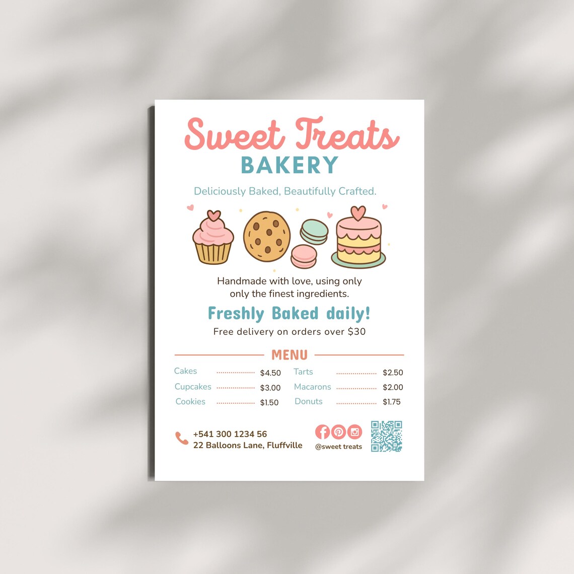 Bakery Flyer Template Editable Canva Home Bakery Small Menu Pastry Shop ...