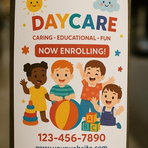 Colorful Daycare Flyer Bundle Editable Canva Template Preschool ...