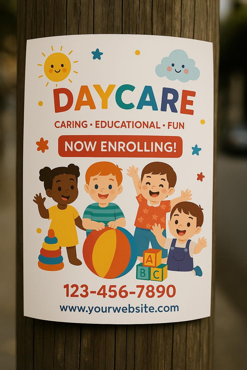 Colorful Daycare Flyer Bundle Editable Canva Template Preschool ...