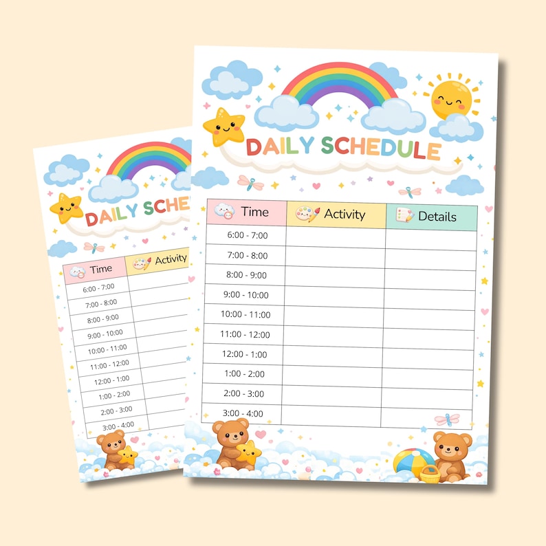 Daycare Daily Schedule Template Editable Canva Preschool Routine Chart ...