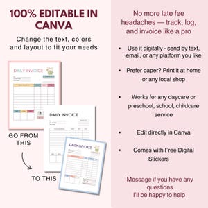 Editable Daycare Payment Tracker Canva Template Preschool Payment Log ...