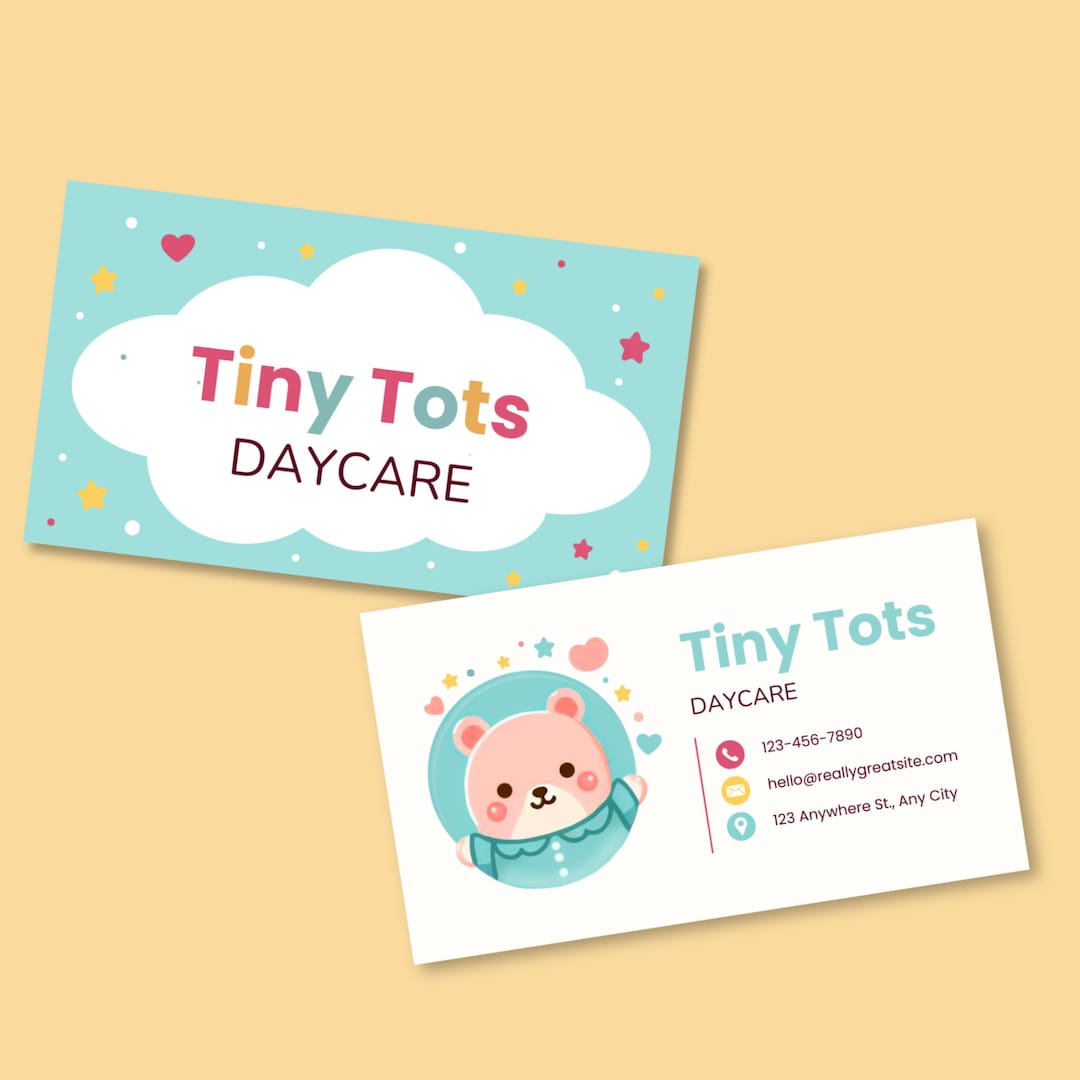 Daycare Business Card Digital Download Childcare Provider Design ...