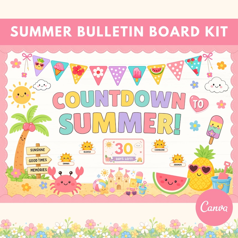 Countdown to Summer Bulletin Board Kit Printable End of Year Classroom ...