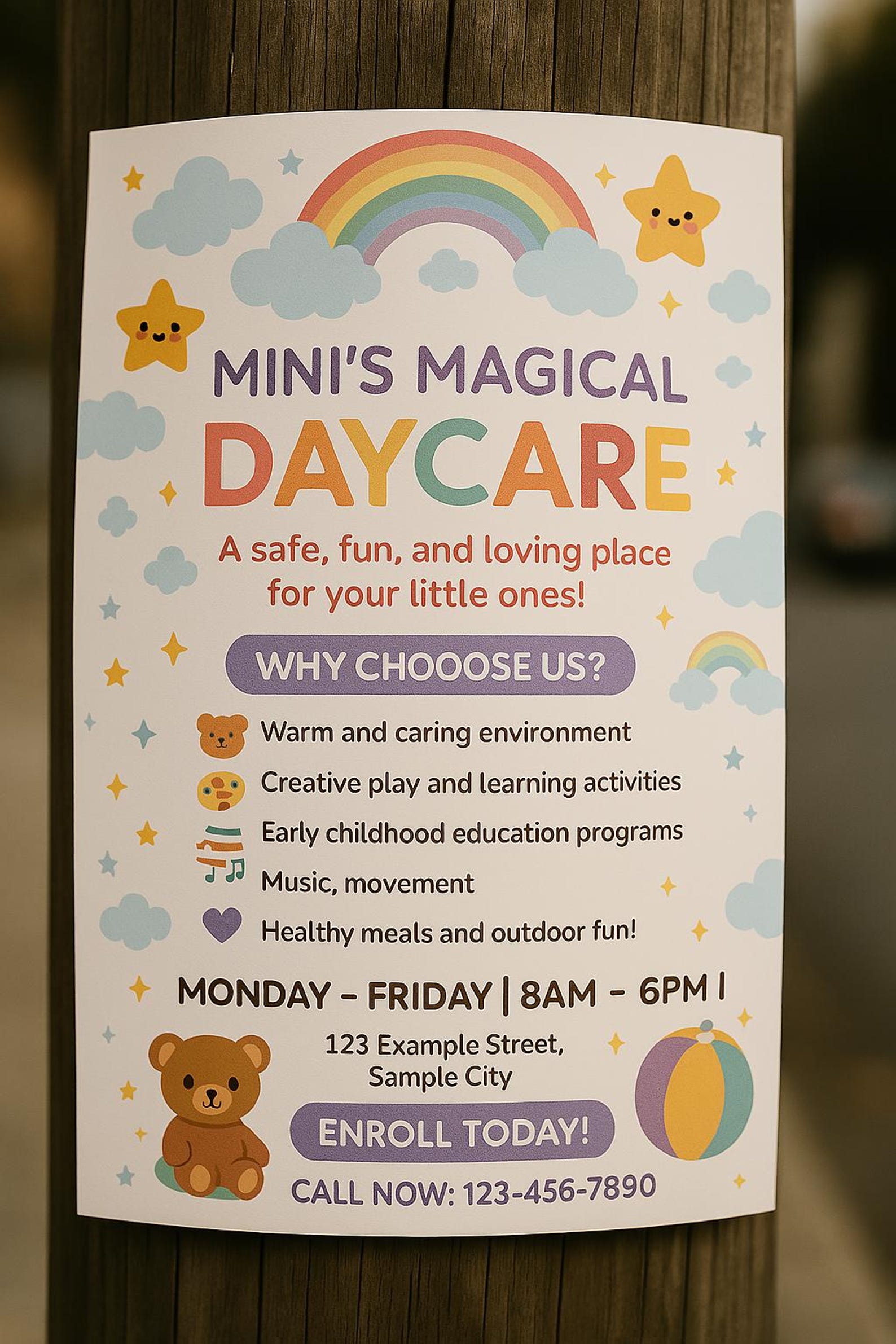 Colorful Daycare Flyer Canva Template Editable Preschool Marketing ...