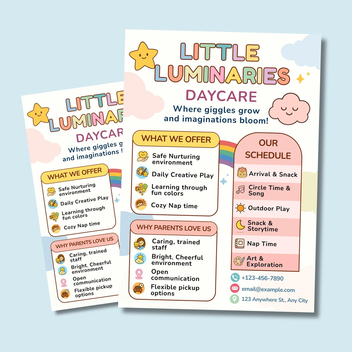 Daycare Flyer Canva Template Editable Preschool Marketing Childcare ...