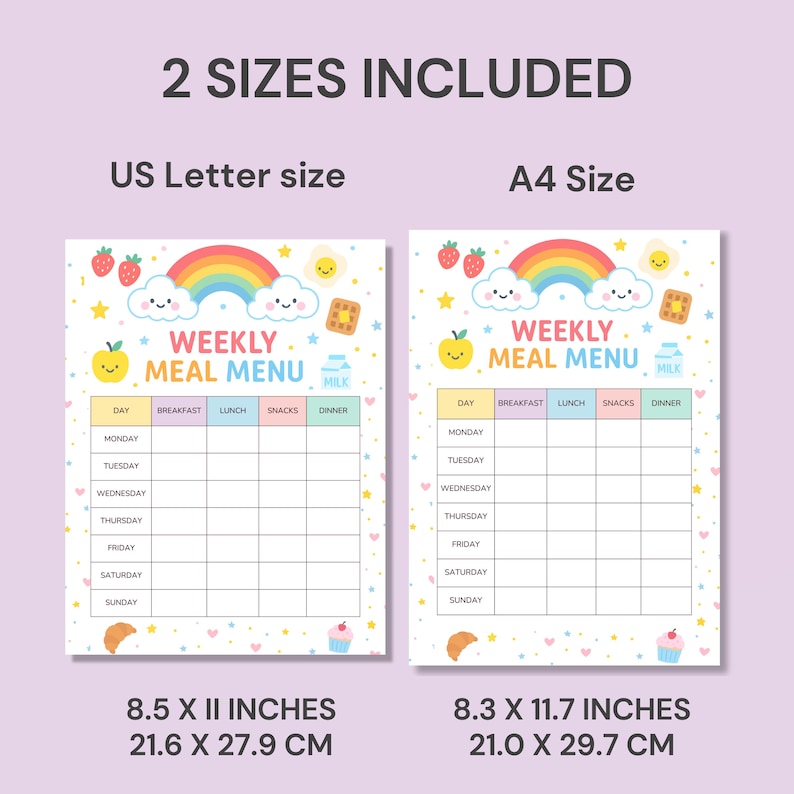 Daycare Weekly Menu Template Editable Canva Meal Planner Printable ...