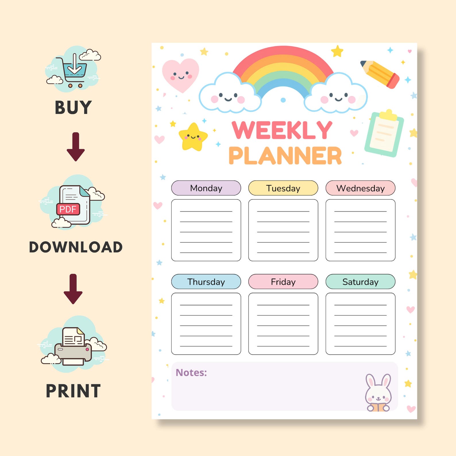 Weekly Planner Template Editable Canva Daycare Schedule Organizer ...