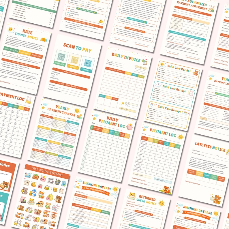 Daycare Payment Log Template Editable Canva Childcare Payment Tracker ...