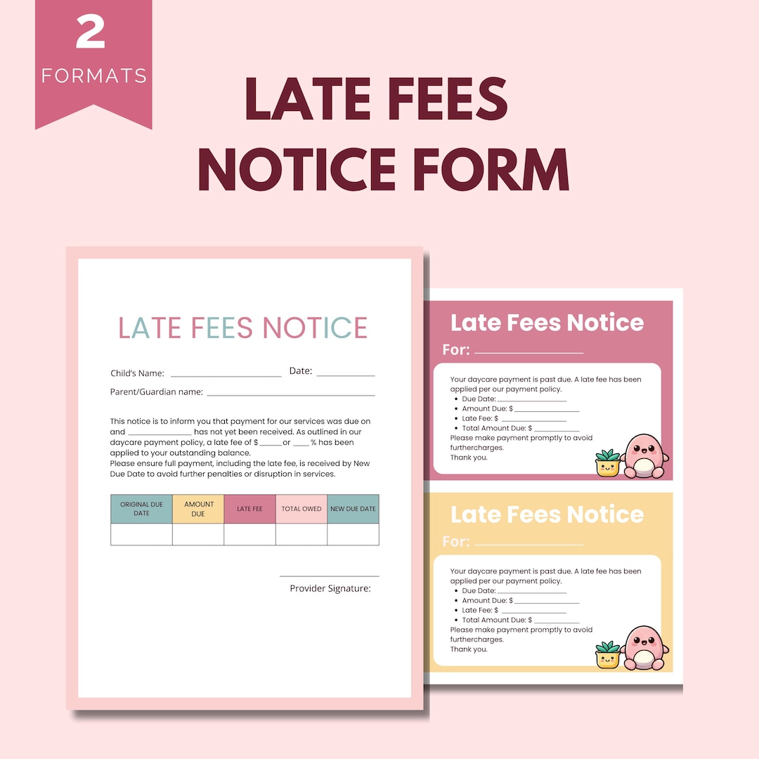 Late Fees Notice Template Editable Canva Form Daycare Preschool ...